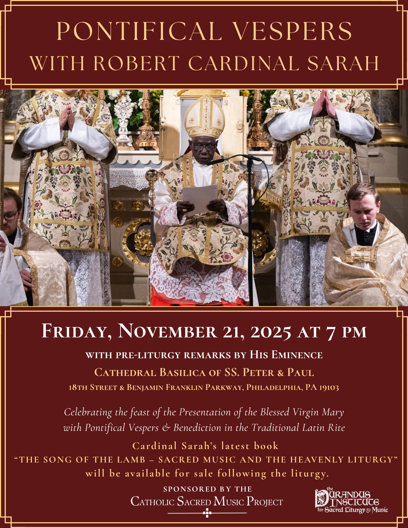 Pontifical Vespers with Robert Cardinal Sarah – The Cathedral Basilica ...